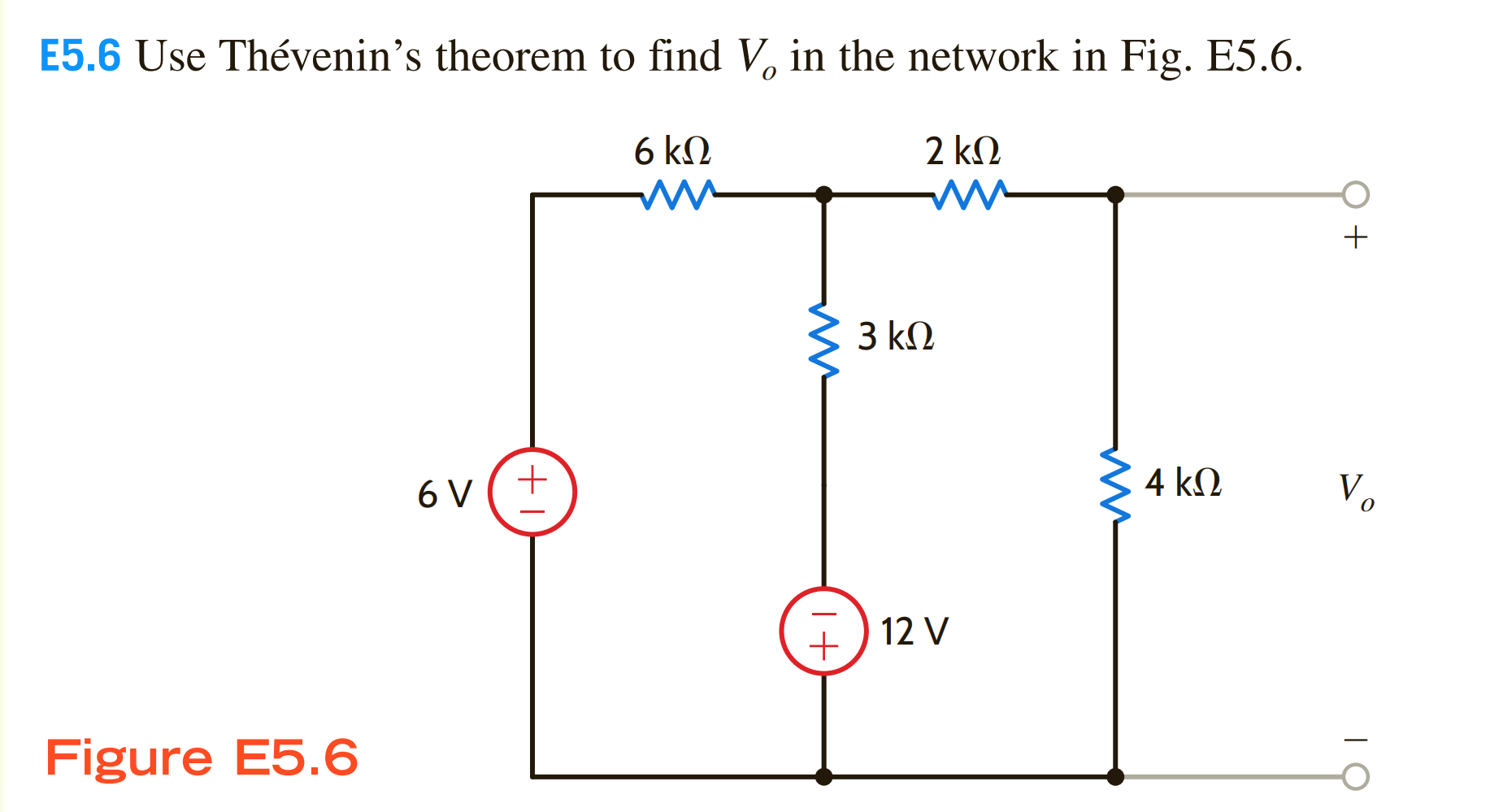 Solved E5.6 Use Thévenin's theorem to find Vo in the network | Chegg.com