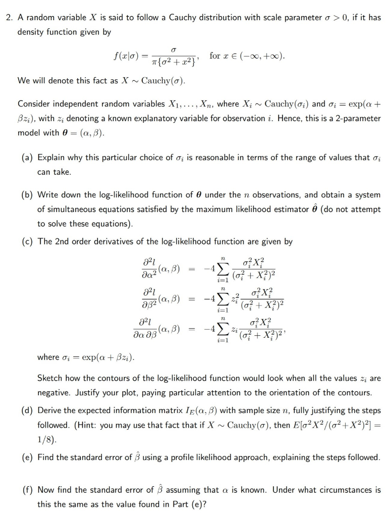2 A Random Variable X Is Said To Follow A Cauchy