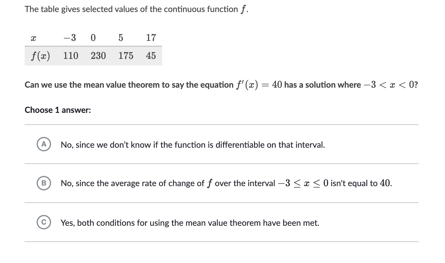 Solved The table gives selected values of the continuous | Chegg.com