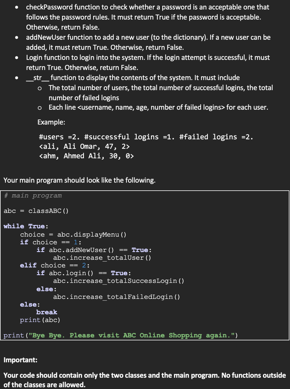 Solved Define a class named classUser to represent a user It | Chegg.com