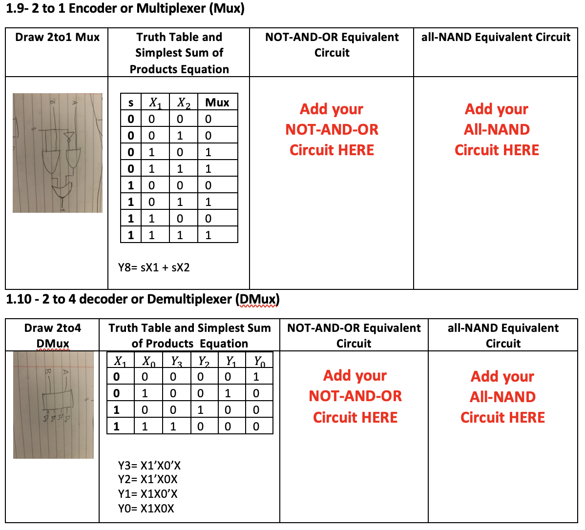1.9- 2 to 1 Encoder or Multiplexer (Mux) 1.10 - 2 to | Chegg.com