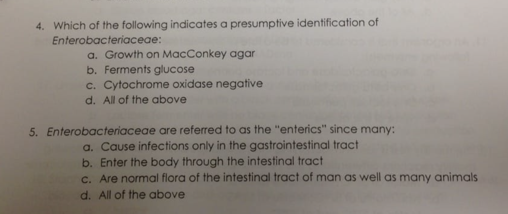 Solved 4. Which of the following indicates a presumptive | Chegg.com