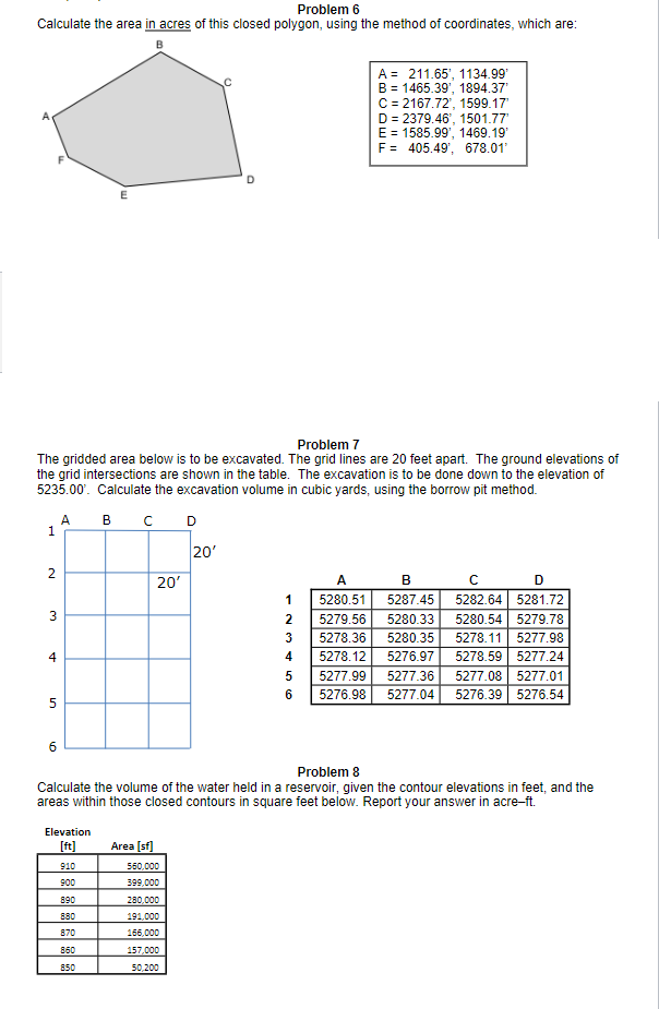 Solved Problem 6 Calculate the area in acres of this closed | Chegg.com