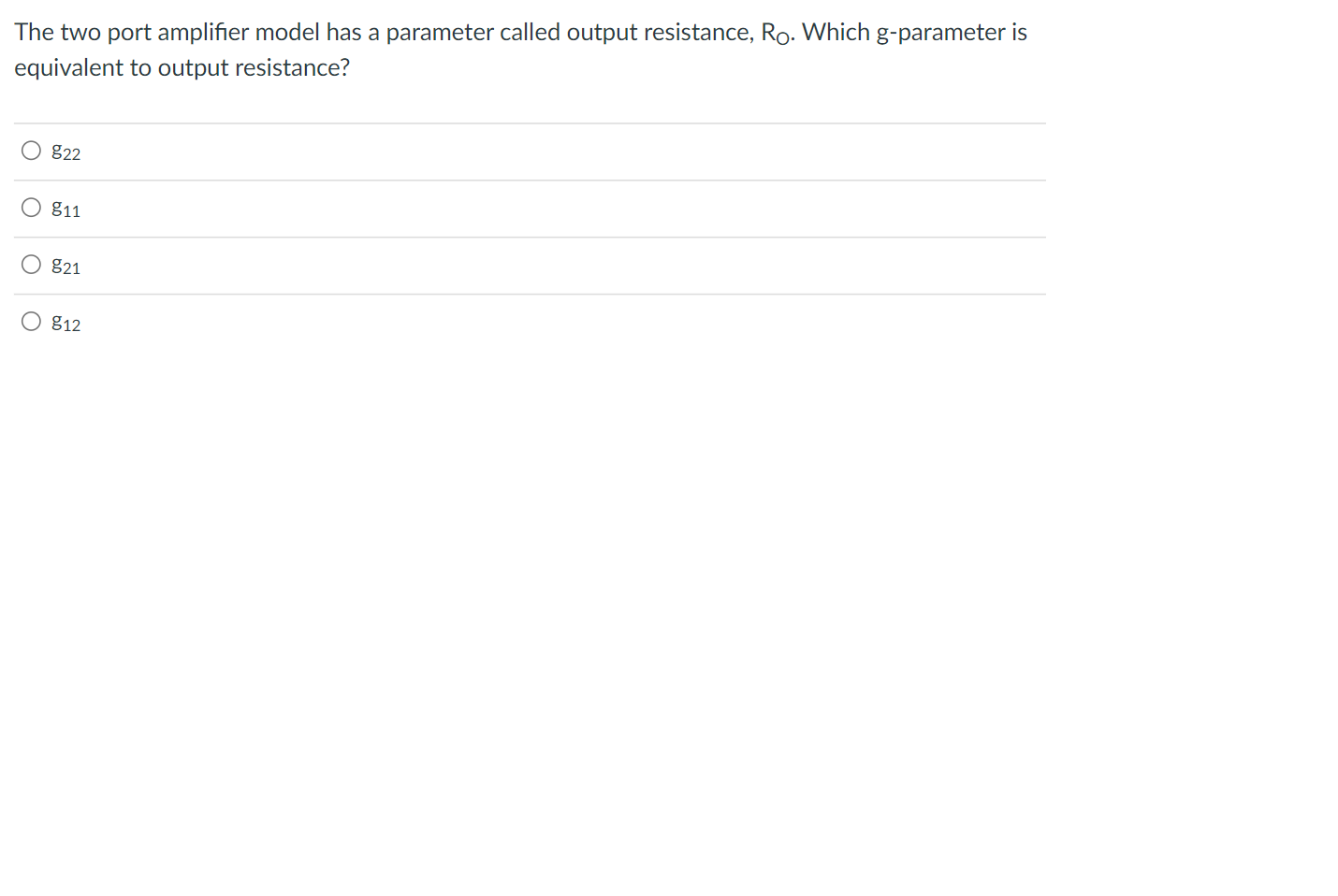 Solved The two port amplifier model has a parameter called | Chegg.com