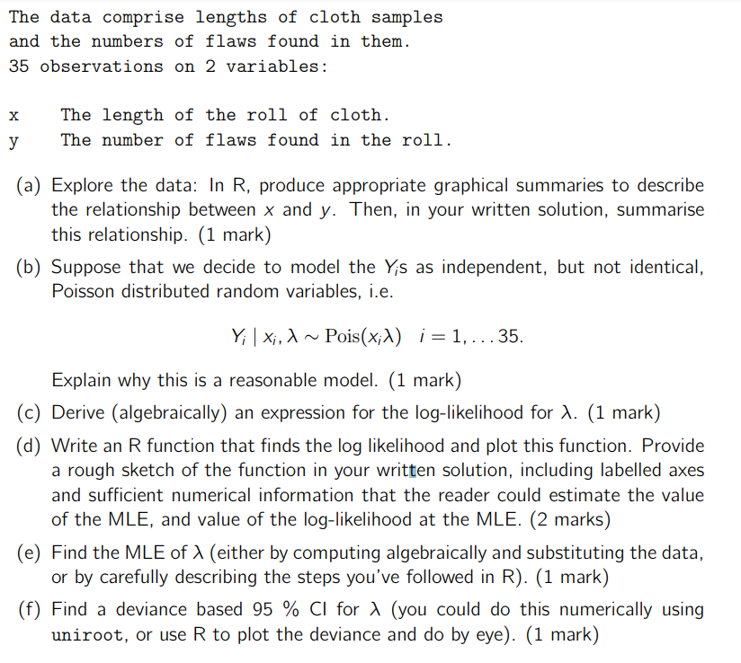 Solved ```The data comprise lengths of cloth samplesand the | Chegg.com