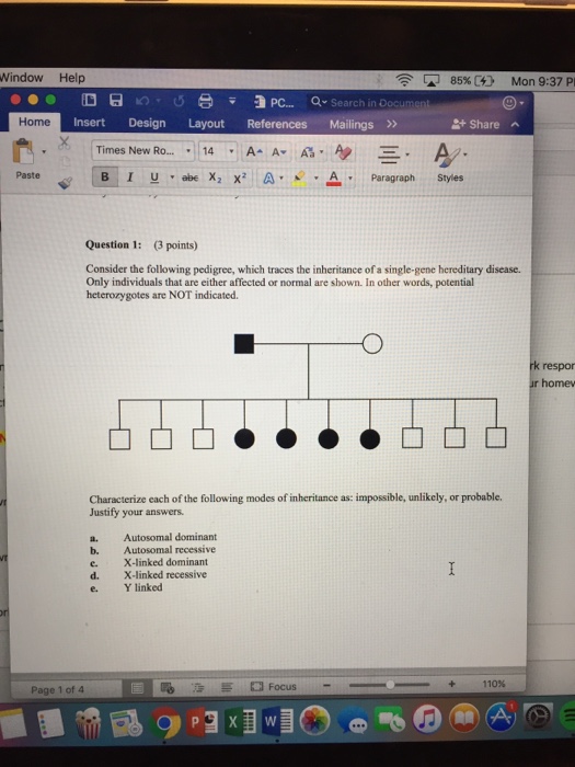 Solved Consider the following pedigree, which traces the | Chegg.com