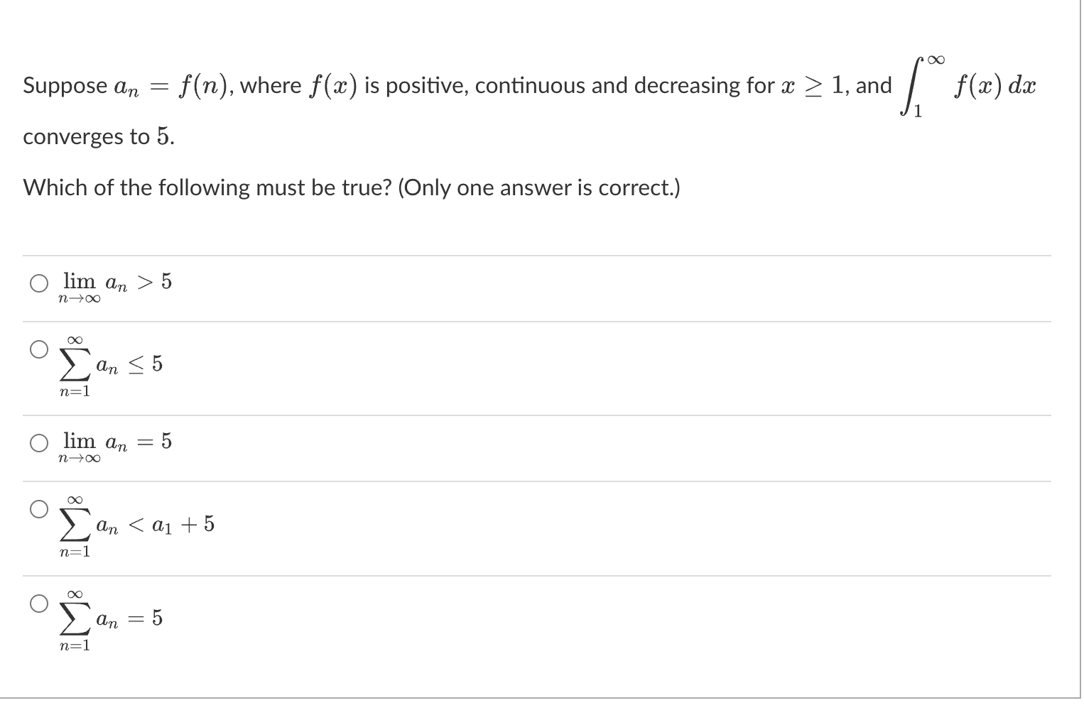 Solved Suppose an=f(n), where f(x) is positive, continuous | Chegg.com