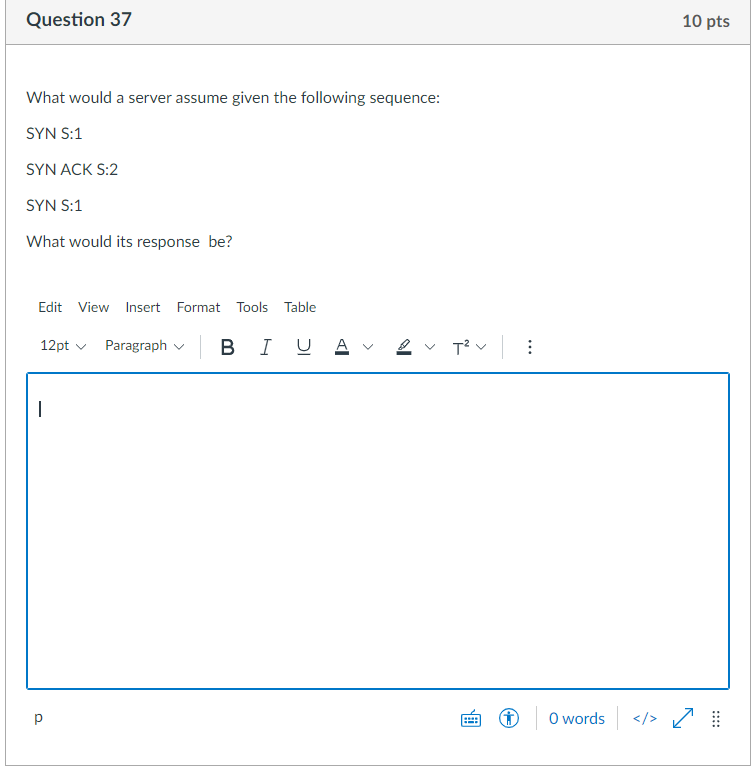 Solved What would a server assume given the following | Chegg.com