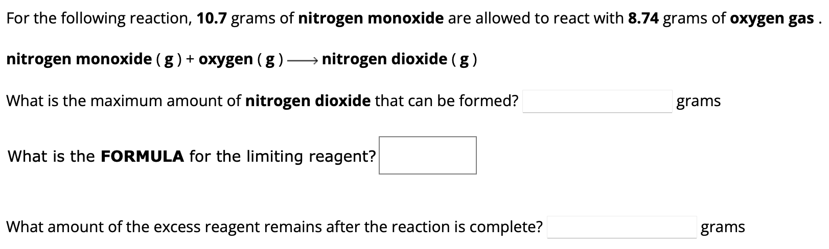 Solved For the following reaction, 10.7 grams of nitrogen | Chegg.com