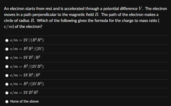Solved An ﻿electron starts from rest and is ﻿accelerated | Chegg.com