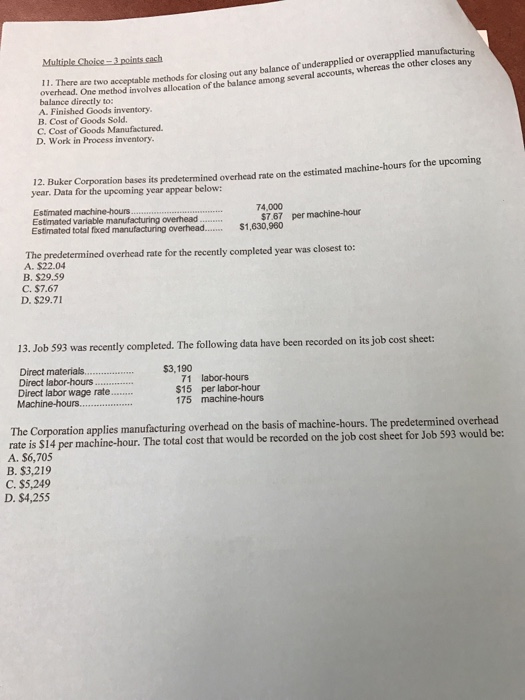 Solved There are two acceptable methods for closing out any | Chegg.com