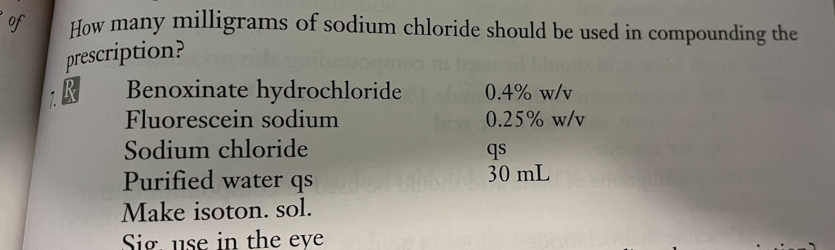Solved How many milligrams of sodium chloride should be used | Chegg.com