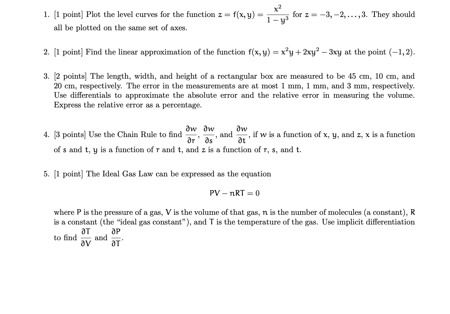 Solved 1 [1 Point ] Plot The Level Curves For The Function