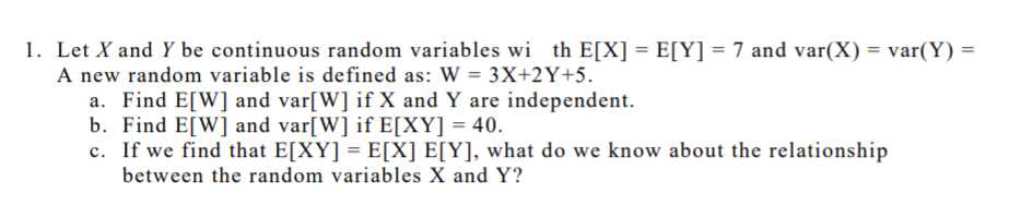 Solved 1. Let X and Y be continuous random variables with | Chegg.com