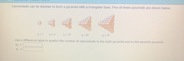 Solved Cannonballs can be stacked to form a pyramid with a | Chegg.com