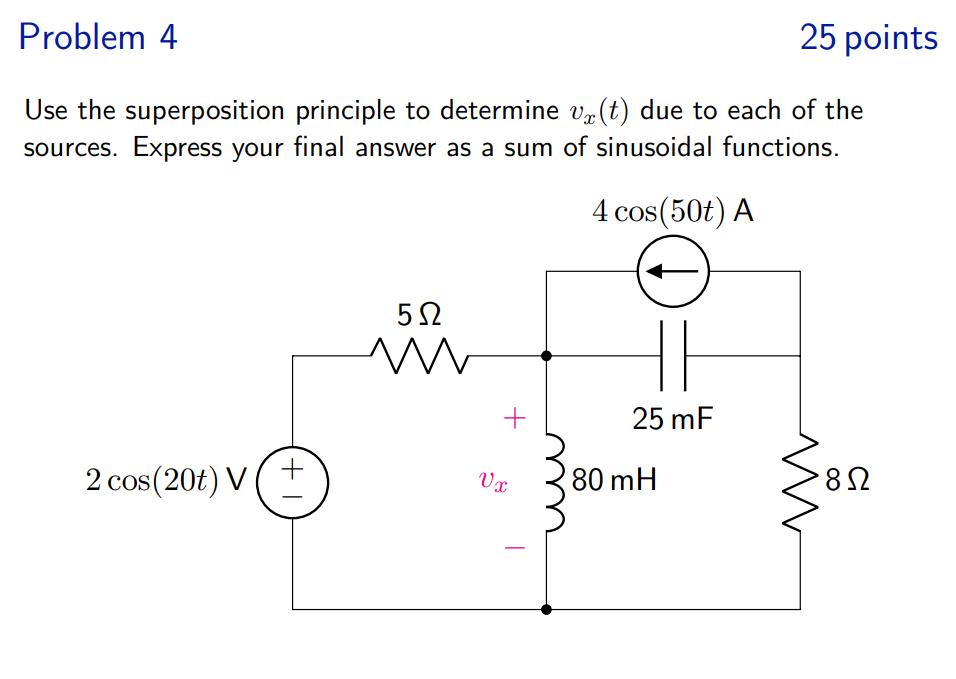 Solved 25 points Problem 4 Use the superposition principle | Chegg.com