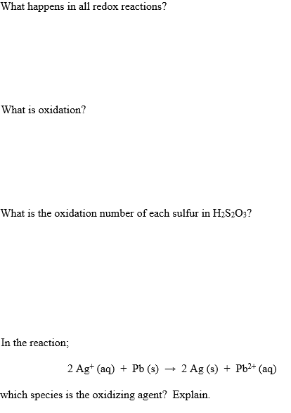 Solved What happens in all redox reactions? What is | Chegg.com