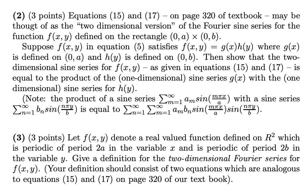 Solved (2) (3 points) Equations (15) and (17) - on page 320 | Chegg.com