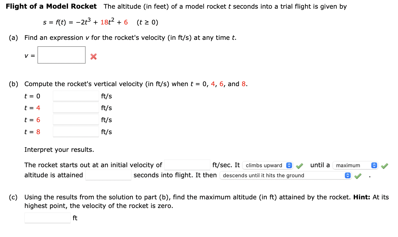 Solved Flight of a Model Rocket The altitude (in feet) of a | Chegg.com