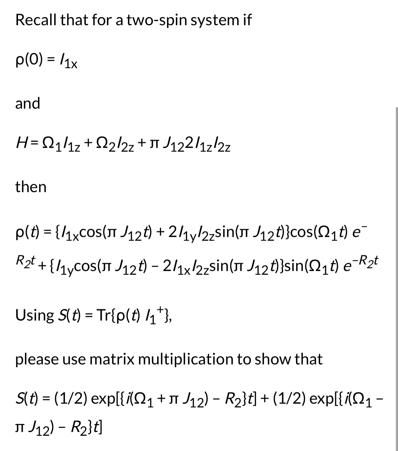 Solved Recall that for a two-spin system | Chegg.com