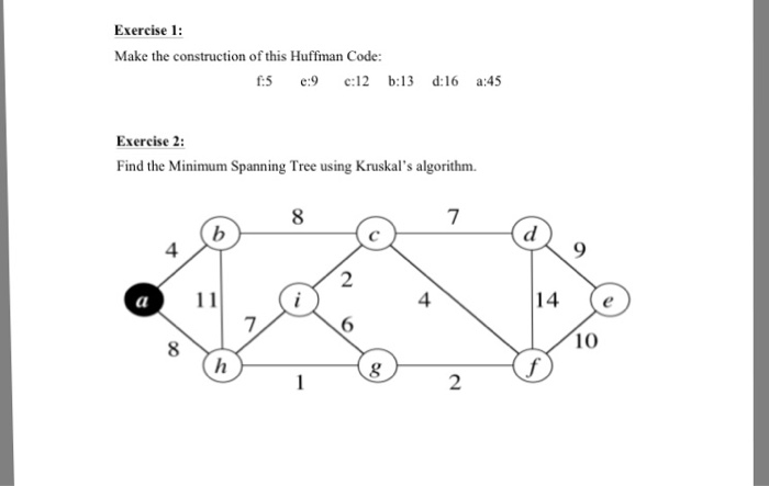 Solved Make the construction of this Huffman Code: f:5 e:9 | Chegg.com