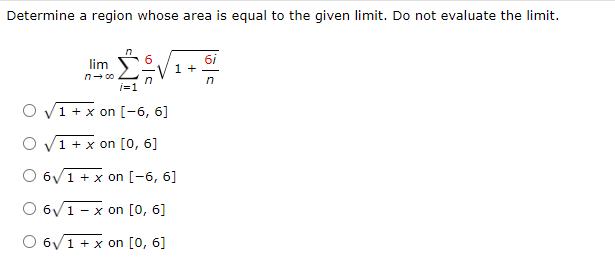 Solved Determine a region whose area is equal to the given | Chegg.com