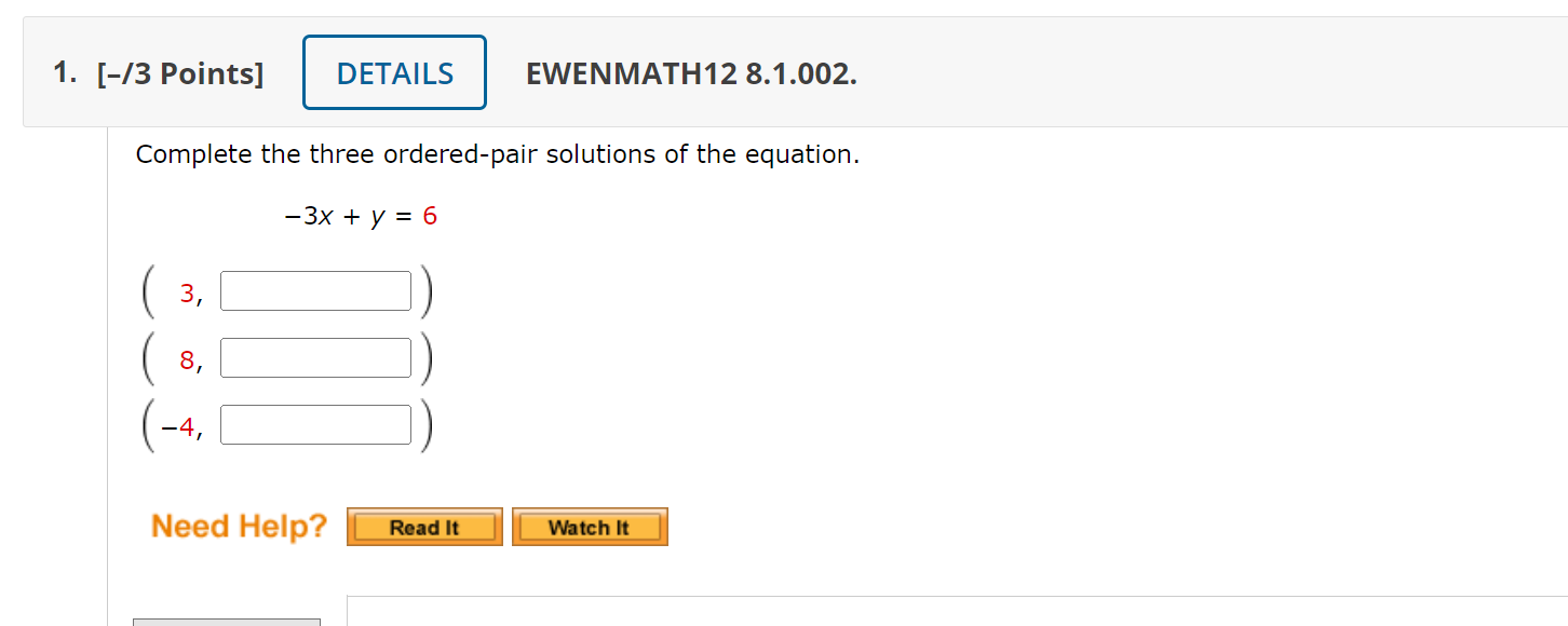 Solved [ 3 ﻿points]complete The Three Ordered Pair