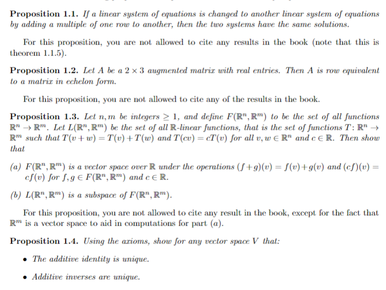 Solved Proposition 1.1. If a linear system of equations is | Chegg.com