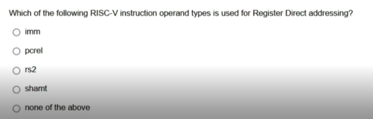 Solved Which of the following RISC-V instruction operand | Chegg.com