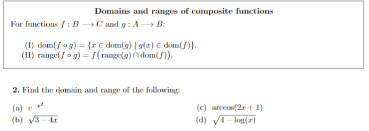 Solved Domains And Ranges Of Composite Functions For
