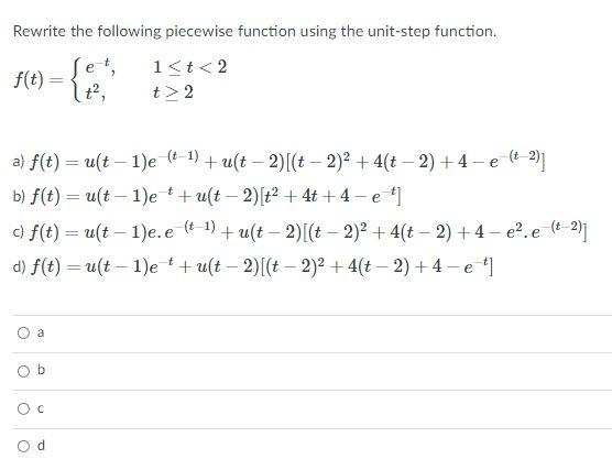 Solved Rewrite the following piecewise function using the | Chegg.com