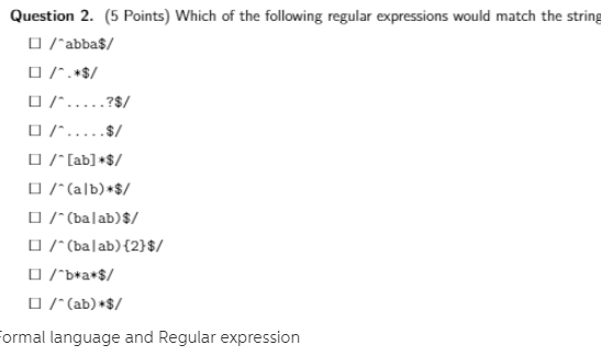 Solved Which of the following regular expressions would | Chegg.com