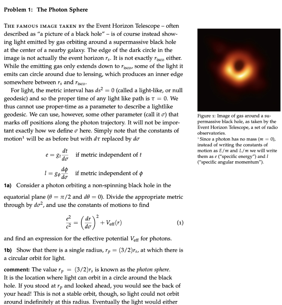 Photon Sphere Black Hole Diagram Labeled With