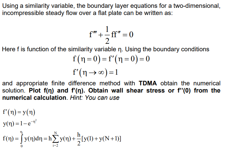 Solved Using A Similarity Variable The Boundary Layer