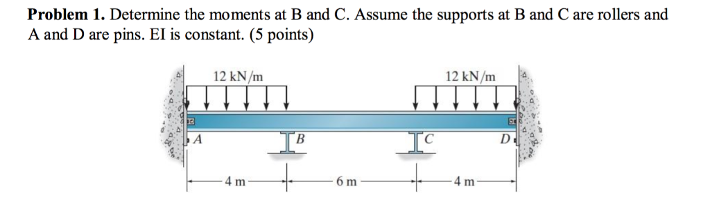 Solved Problem 1. Determine the moments at B and C. Assume | Chegg.com