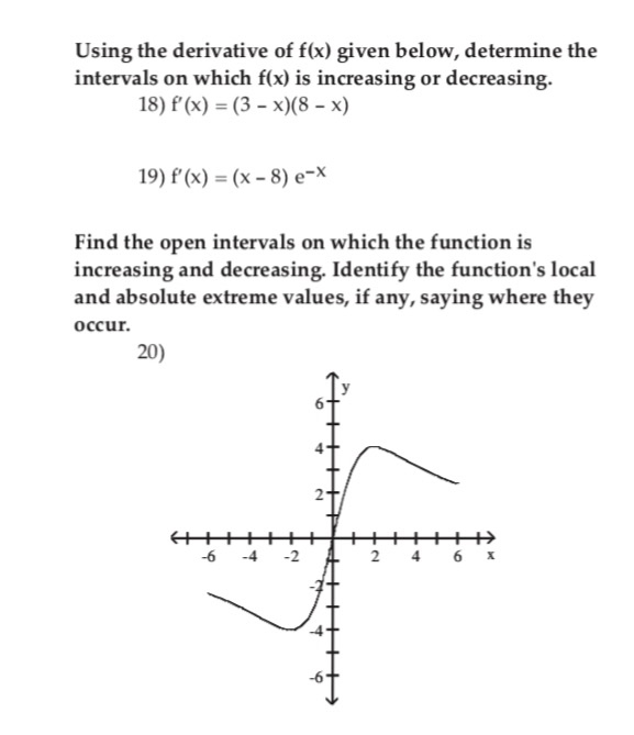 Solved Using the derivative of f(x) given below, determine | Chegg.com