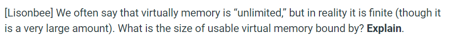 Solved [Lisonbee] We often say that virtually memory is | Chegg.com