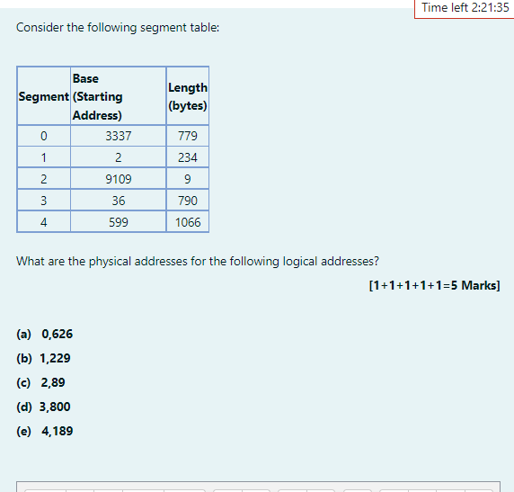 Solved Consider the following segment table: Base Length | Chegg.com