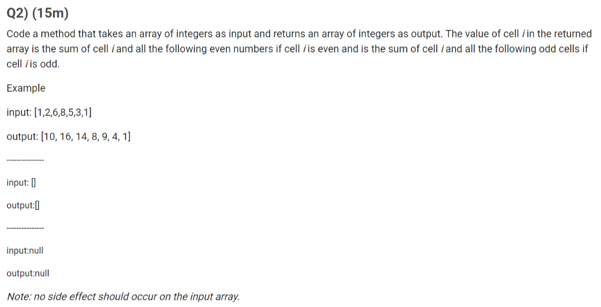 Solved Q2) (15m) Code a method that takes an array of | Chegg.com
