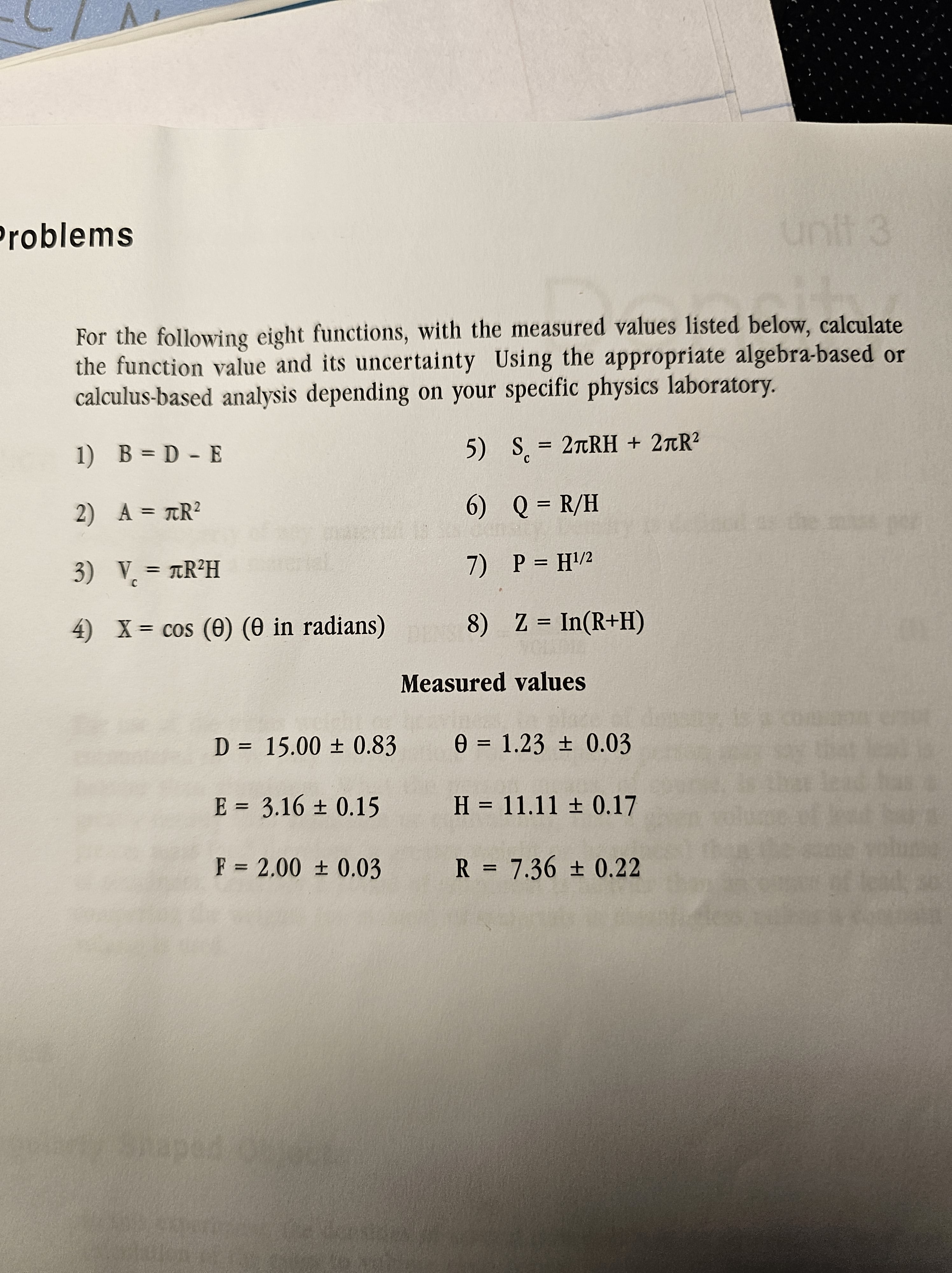 For the following eight functions, with the measured | Chegg.com