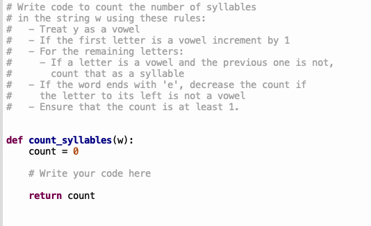 Solved 3.21 Exercise: Download the following: syllable.py | Chegg.com