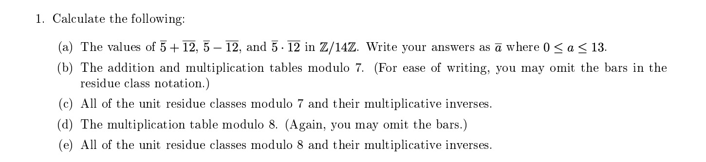 Solved Calculate the following:(a) ﻿The values of | Chegg.com