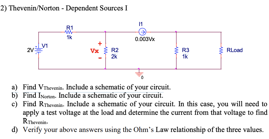 Solved 2) Thevenin/Norton - Dependent Sources I 11 R1 w 1k | Chegg.com