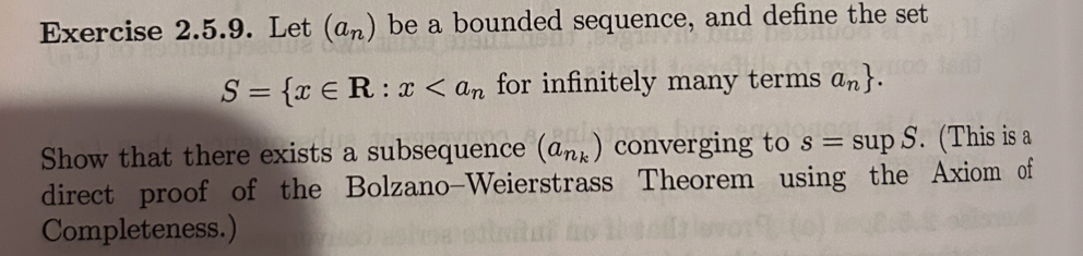 Solved Exercise 2.5.9. ﻿Let (an) ﻿be a bounded sequence, and | Chegg.com