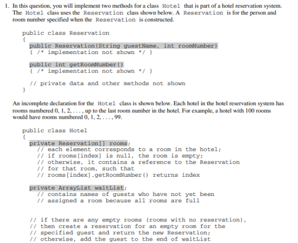 Solved 1. In this question, you will implement two methods | Chegg.com