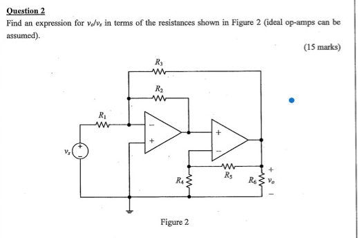 Solved Question 2 Find an expression for v0/vs in terms of | Chegg.com