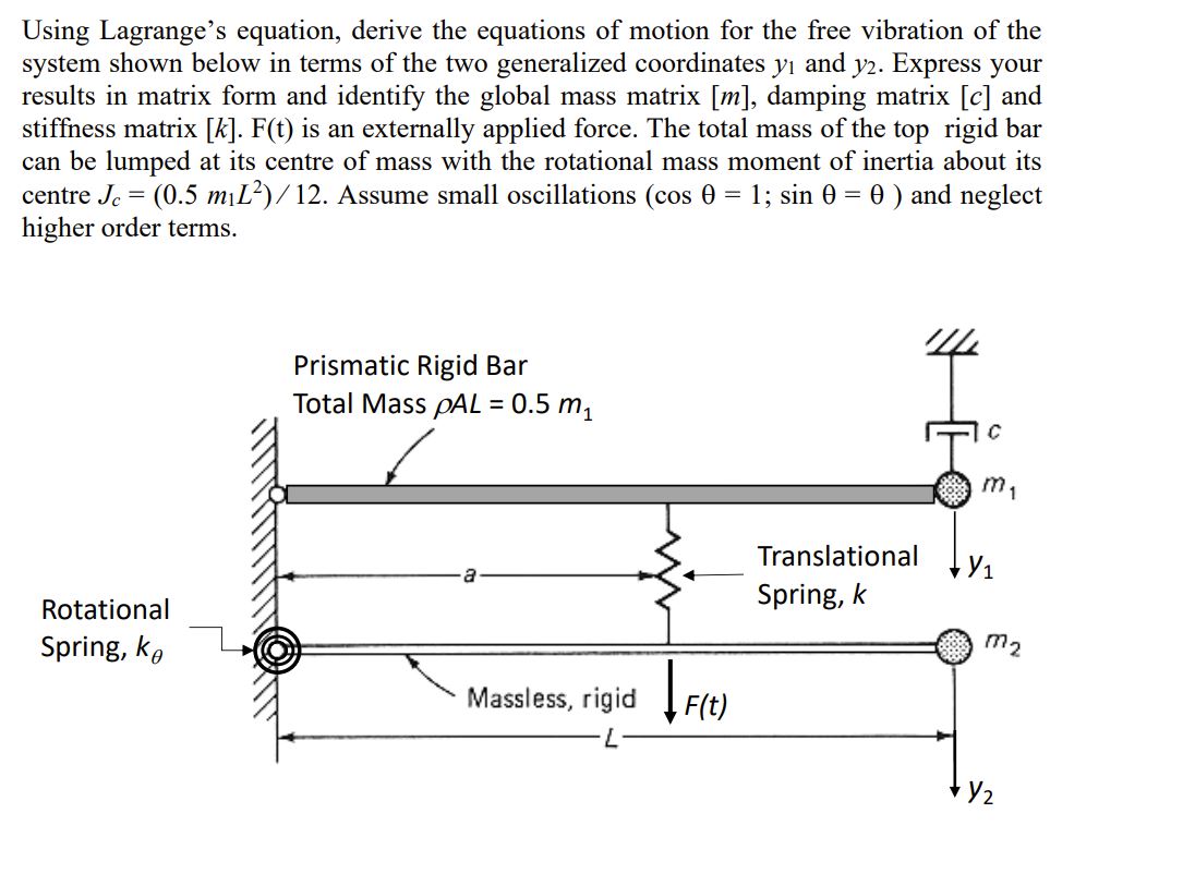 Solved Using Lagrange's equation, derive the equations of | Chegg.com