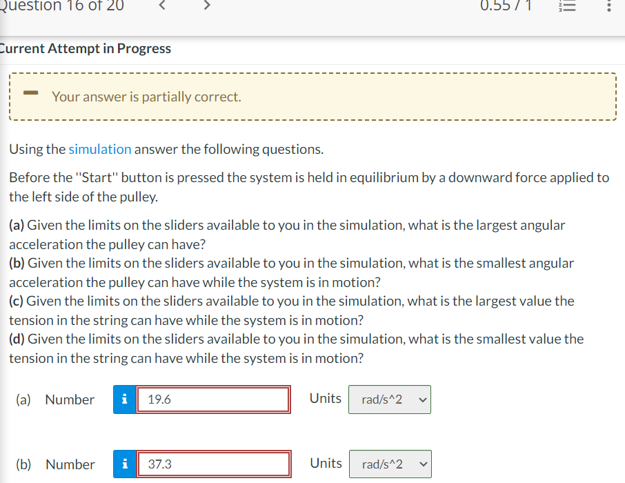 Newton's Second Law of Rotation Using the simulation | Chegg.com