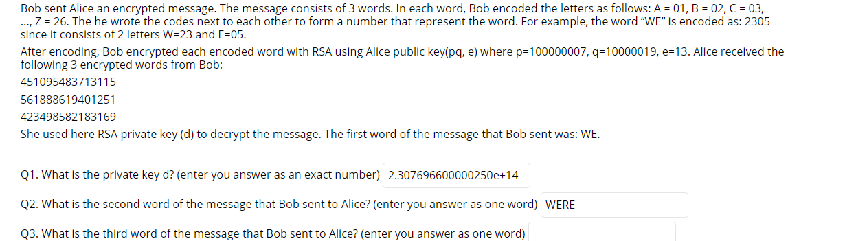 Solved Bob sent Alice an encrypted message. The message | Chegg.com