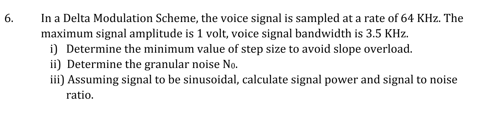 Solved 6. In a Delta Modulation Scheme, the voice signal is | Chegg.com
